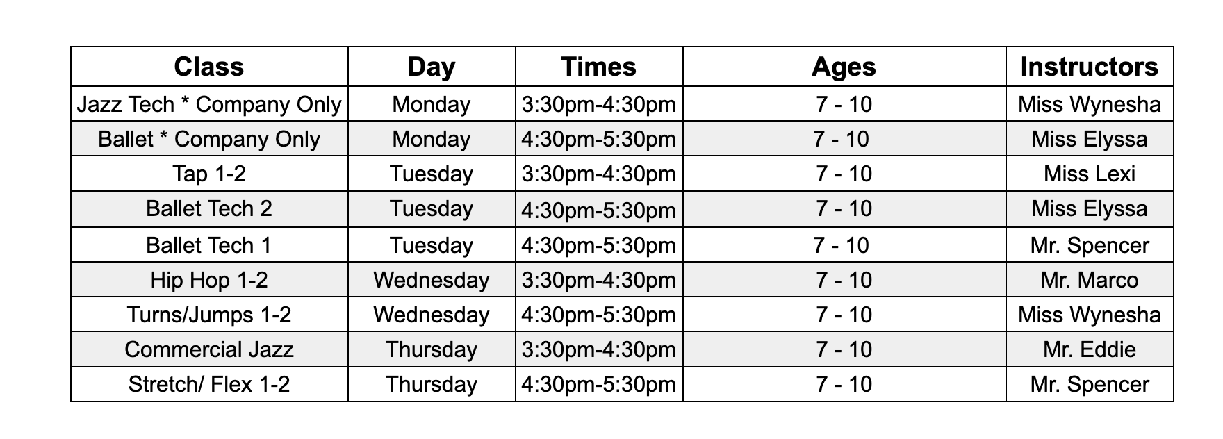 Class Schedule By Age – Adage Dance Center